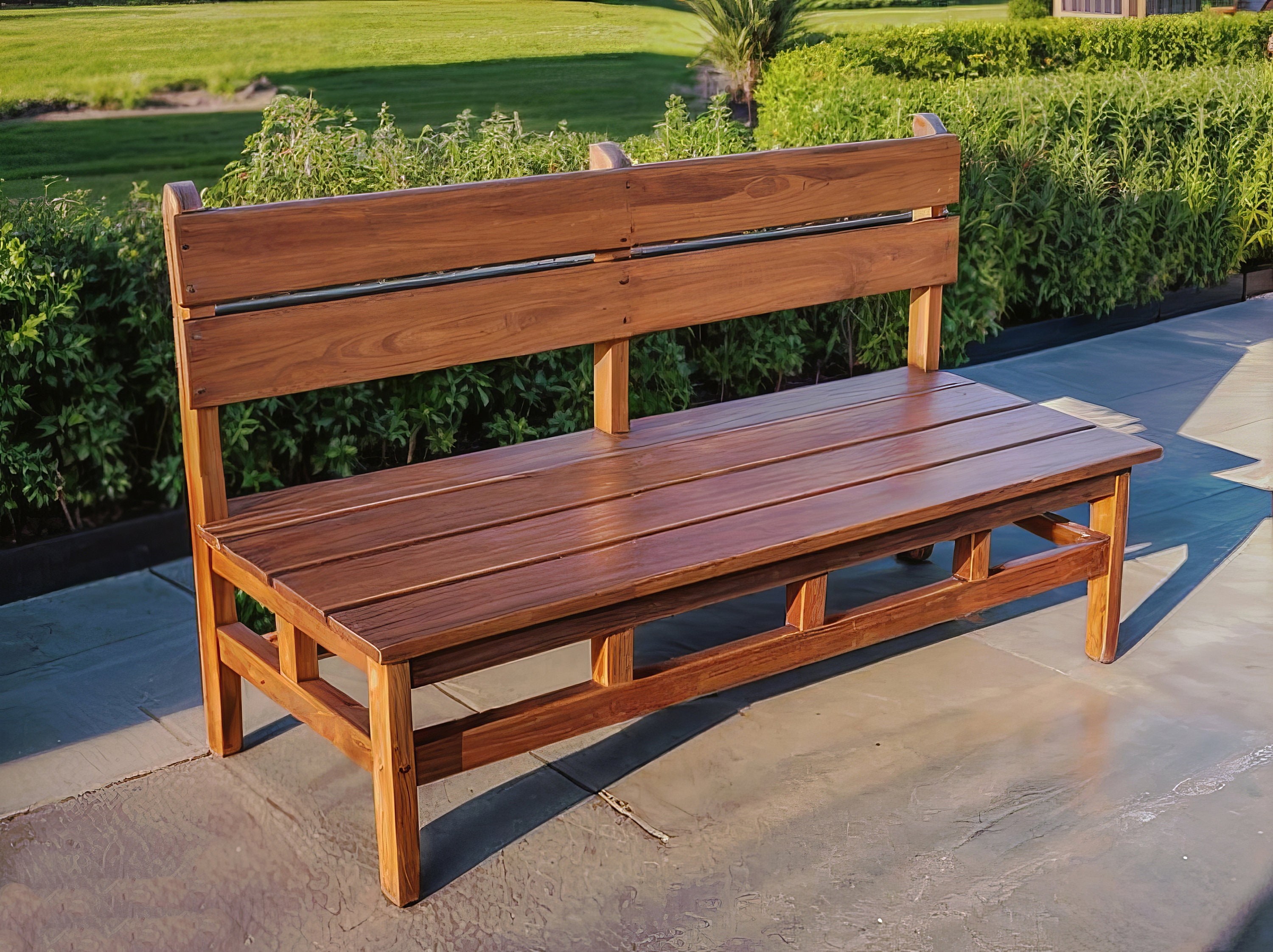 Outdoor Bench Build Plans: DIY Garden Bench With Backrest (PDF Download ...