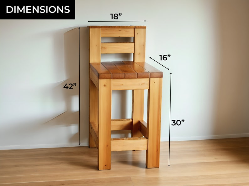 DIY Bar Stool Plan, Bar Stool With Back, Wooden Bar Stool, Bar Chair ...