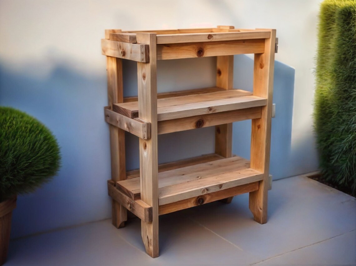 DIY Plant Shelves - Flower Pot Rack - 3 Tier Stand- Storage Shelves ...