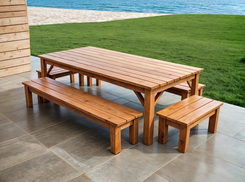 DIY Patio Table With Benches Plan: Easy Build (digital Download) - Etsy