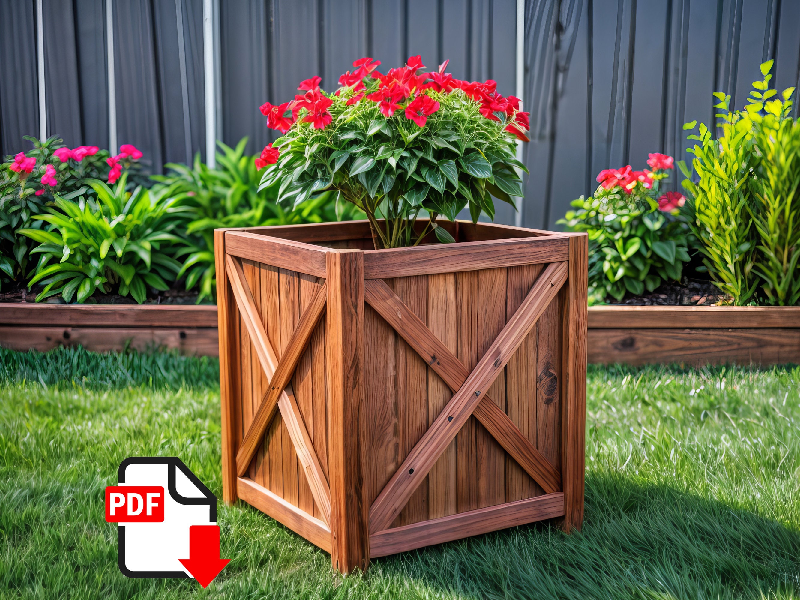 DIY Cedar Planter Box Build Plans, Digital Build Plans, Cedar Flower ...