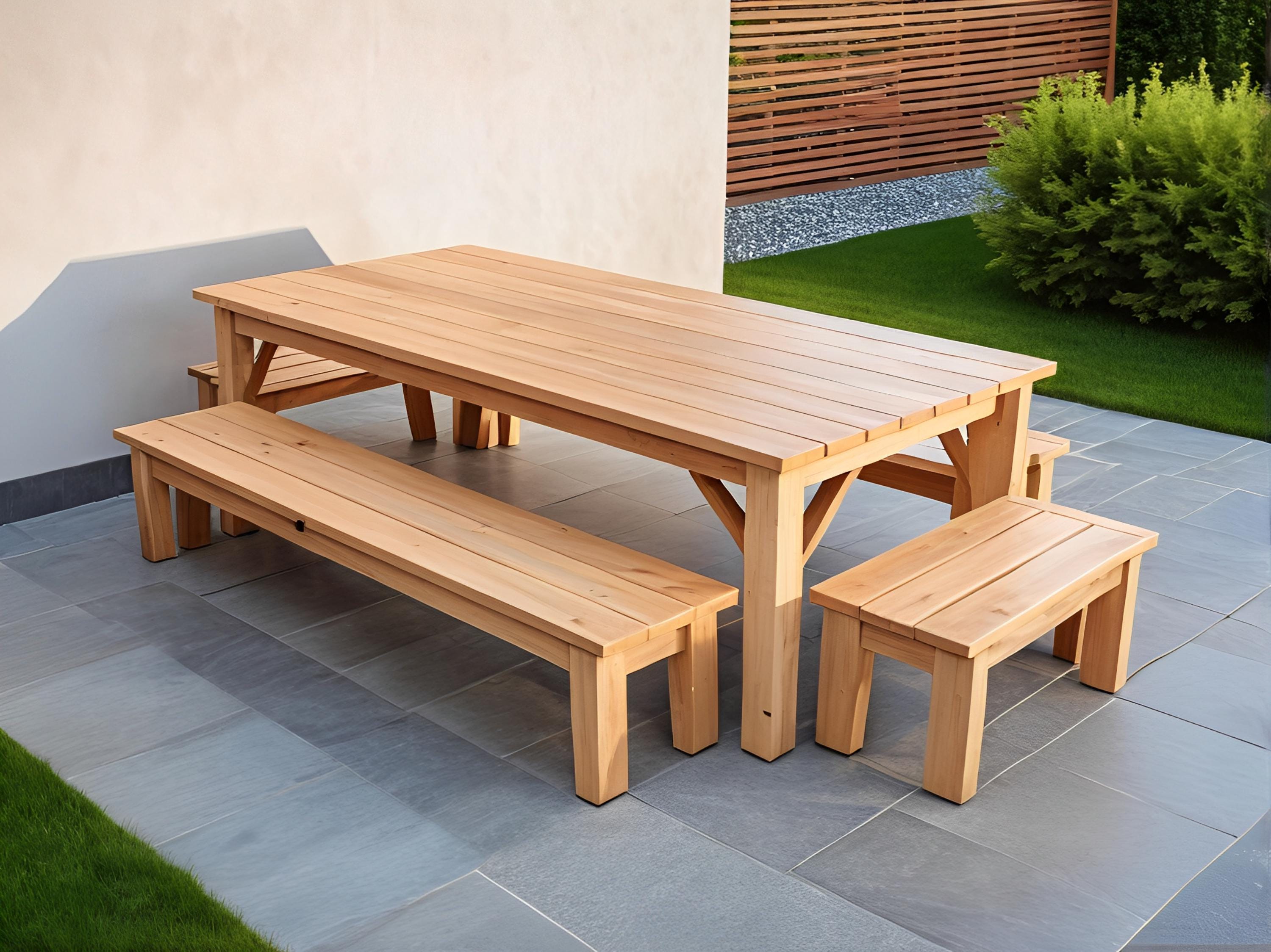 DIY Dining Table With Benches Wood Working Plans, Table Benches Plans ...