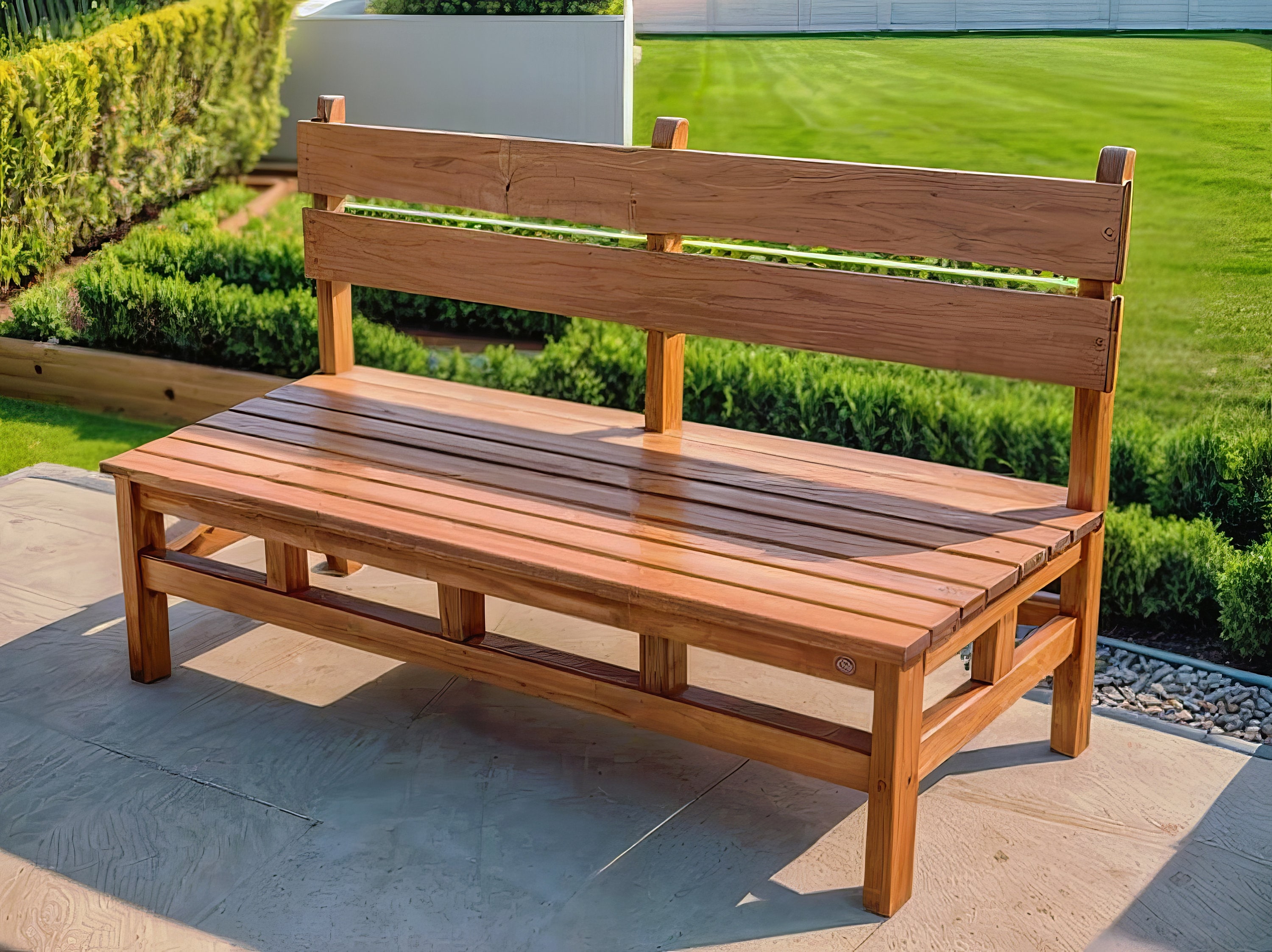 Outdoor Bench Build Plans: DIY Garden Bench With Backrest (PDF Download ...