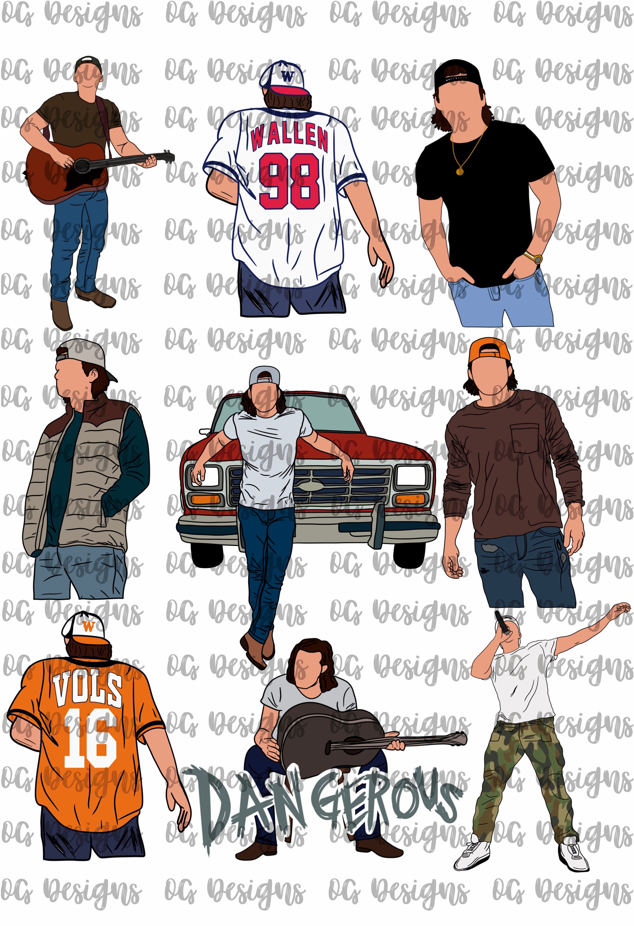 Morgan Wallen Cartoon Png Design - Etsy
