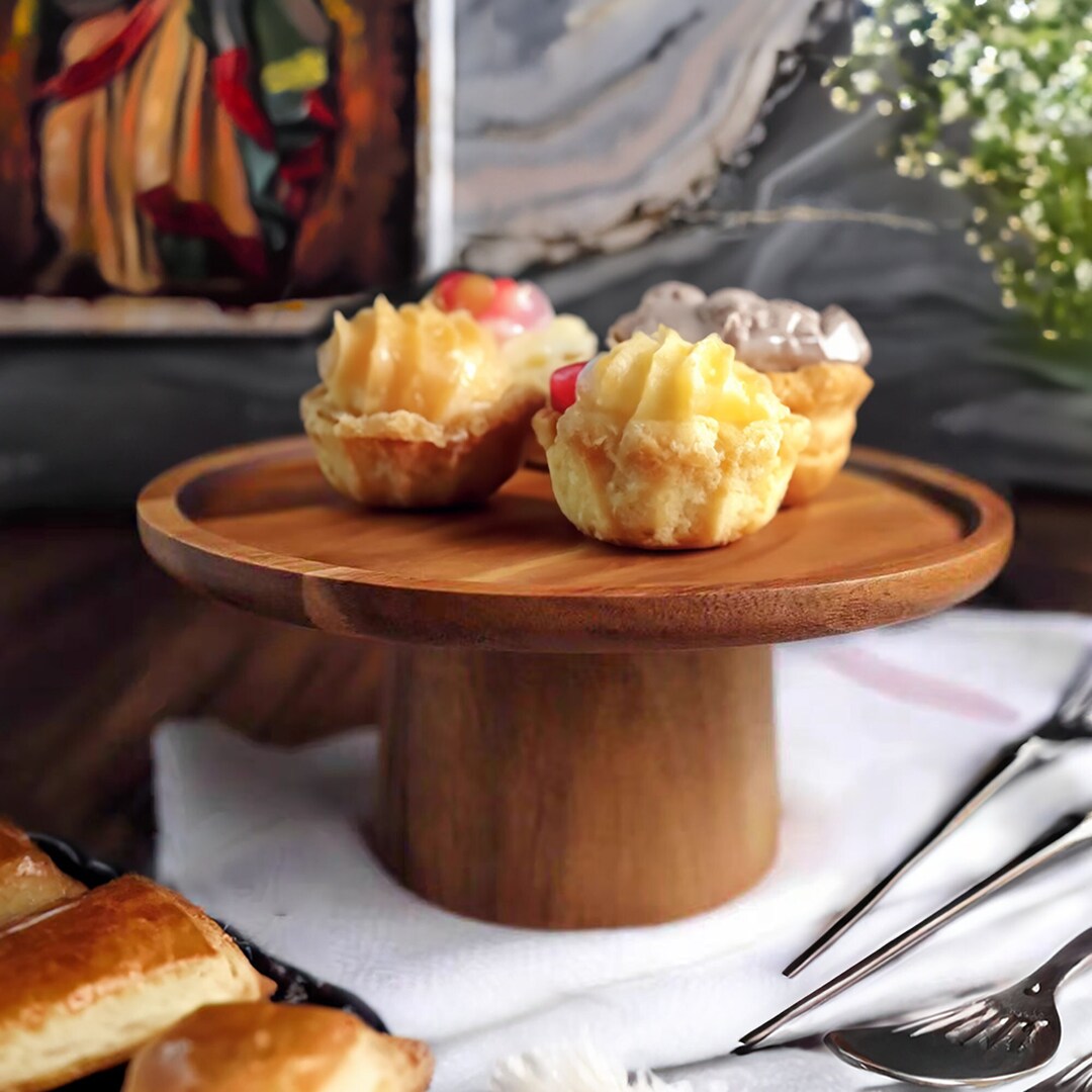 Acacia Wood Cake Stand and Display Tray Perfect for Tea Time - Etsy