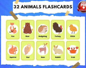 40 Zoo Animal Flashcards, Montessori Materials, Educational Printable ...