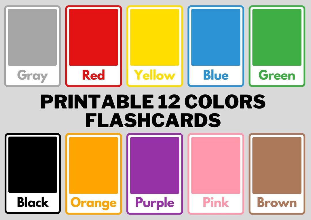 12 Colors Flashcards, Colors Posters, Colors Flash Cards, Montessori ...