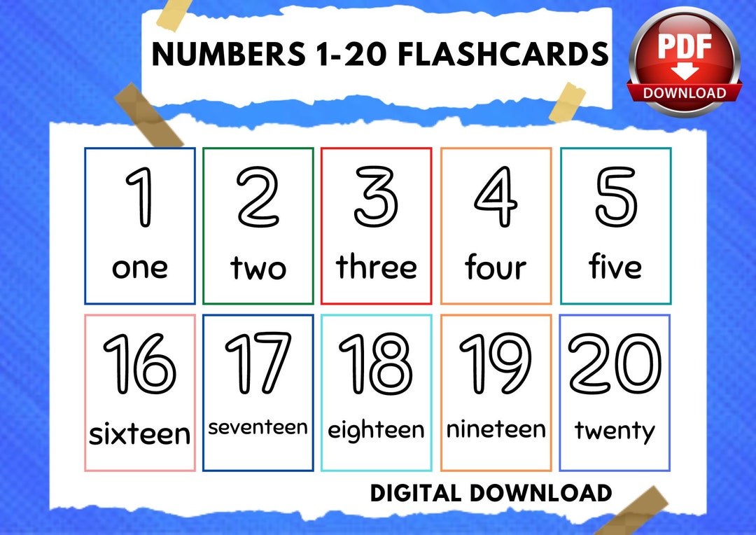 Numbers 1-20 Cards - 20 Montessori Cards - Educational Printable Cards ...