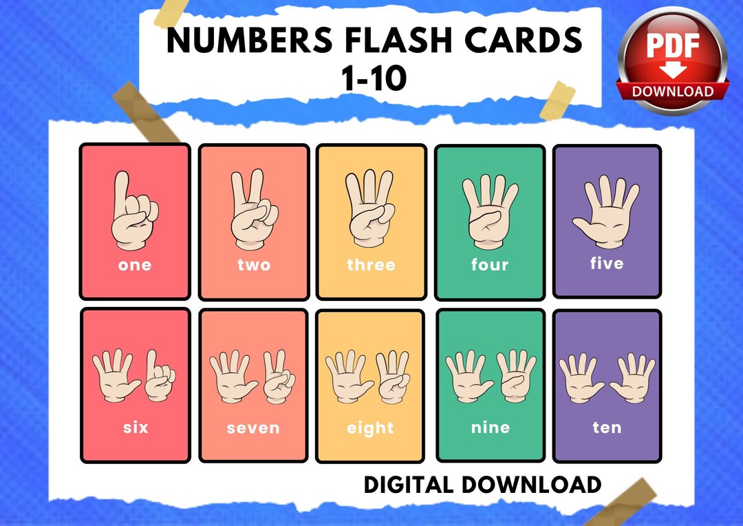 Numbers Flash Cards 1-10, Preschool Counting Flash Cards, Count and ...