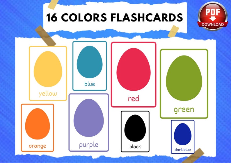 Flashcards Colors for Teaching Montessori Flashcards Pre-school Cards ...