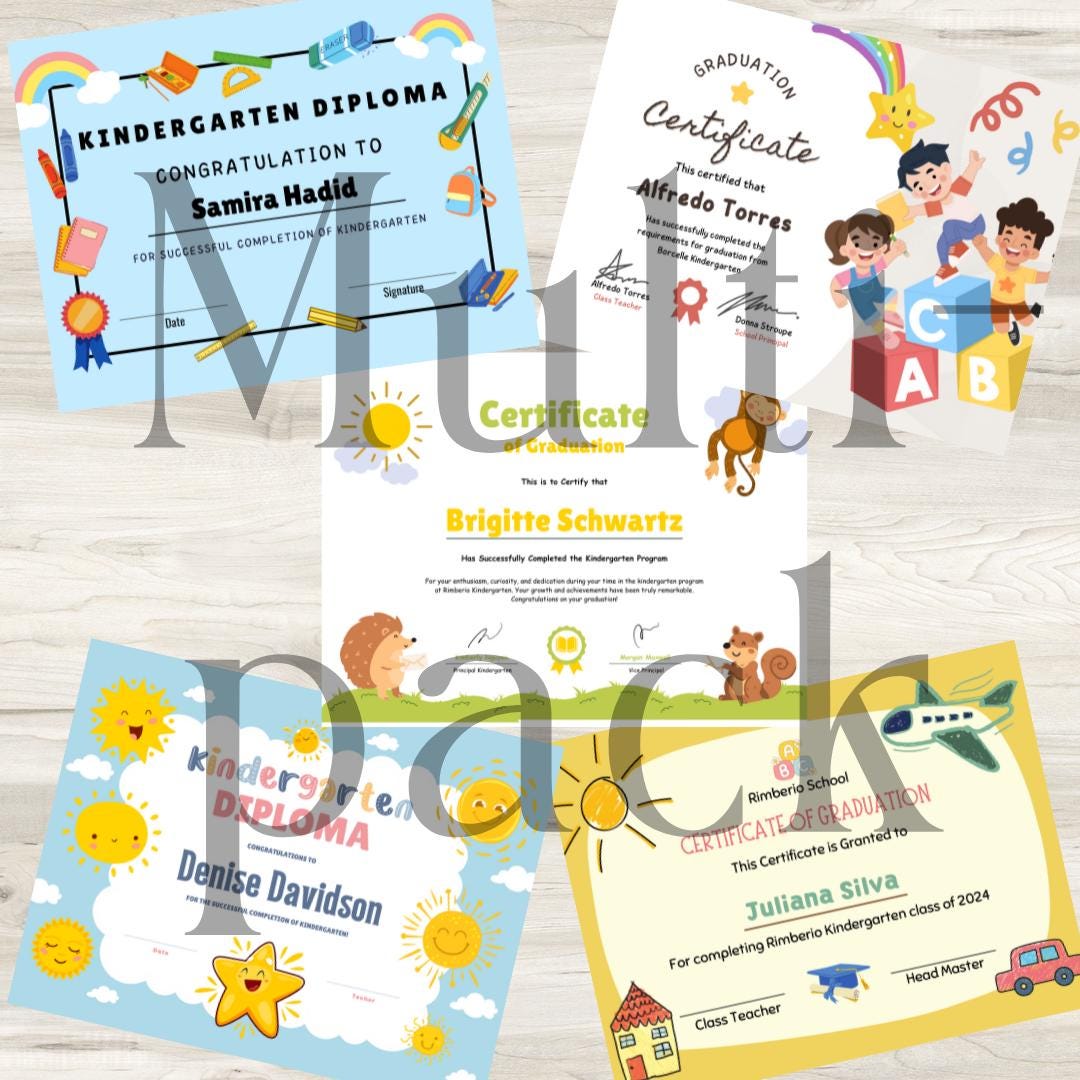 Editable Kindergarten Graduation Diploma | Printable Certificate ...