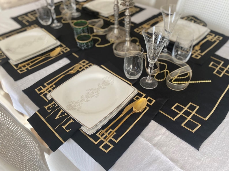 Personalized Embroidered Elegant Table Linen; Gold Initials Embroidered ...