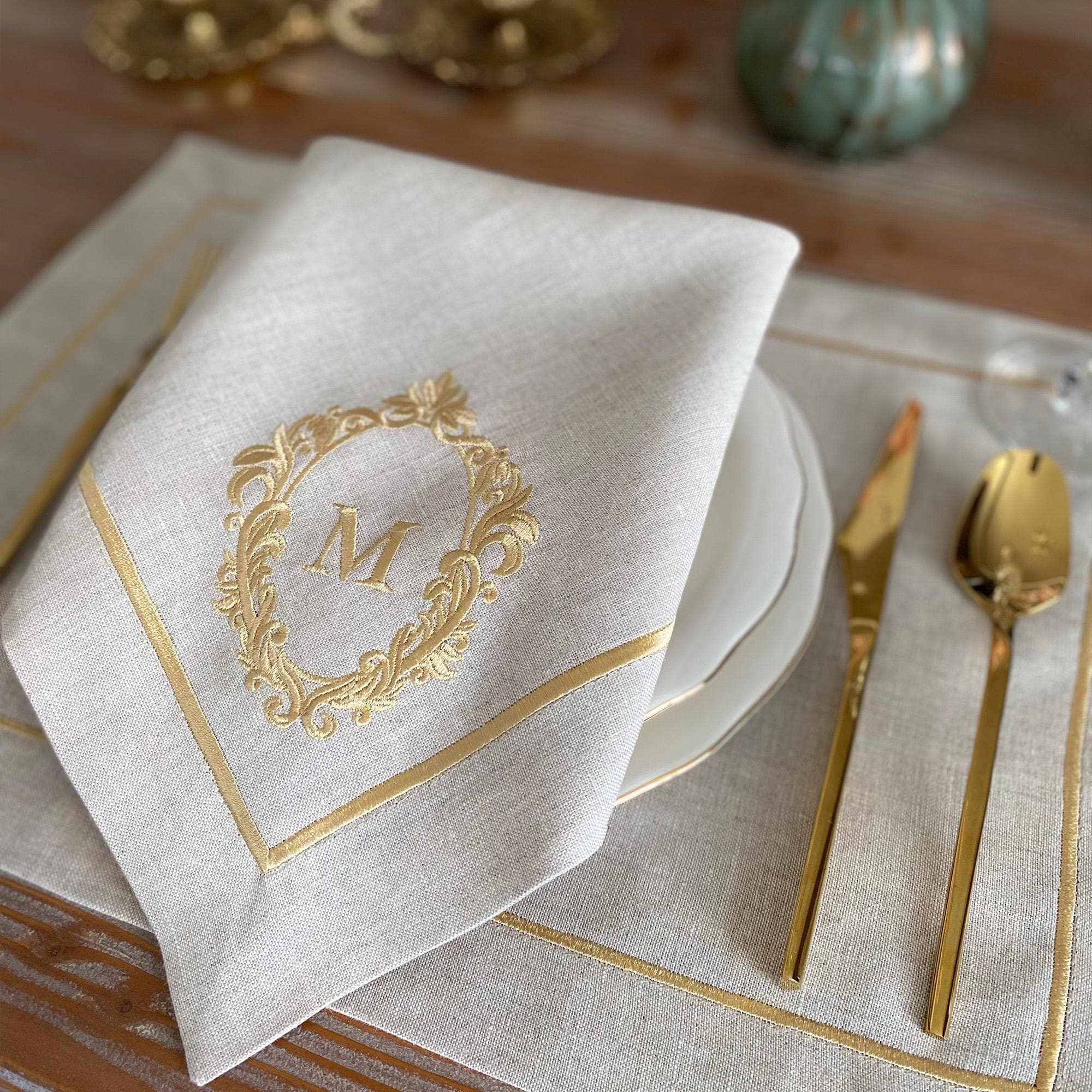 Personalized Linen Table Set: Monogram Napkins, Placemats & Runner - Etsy