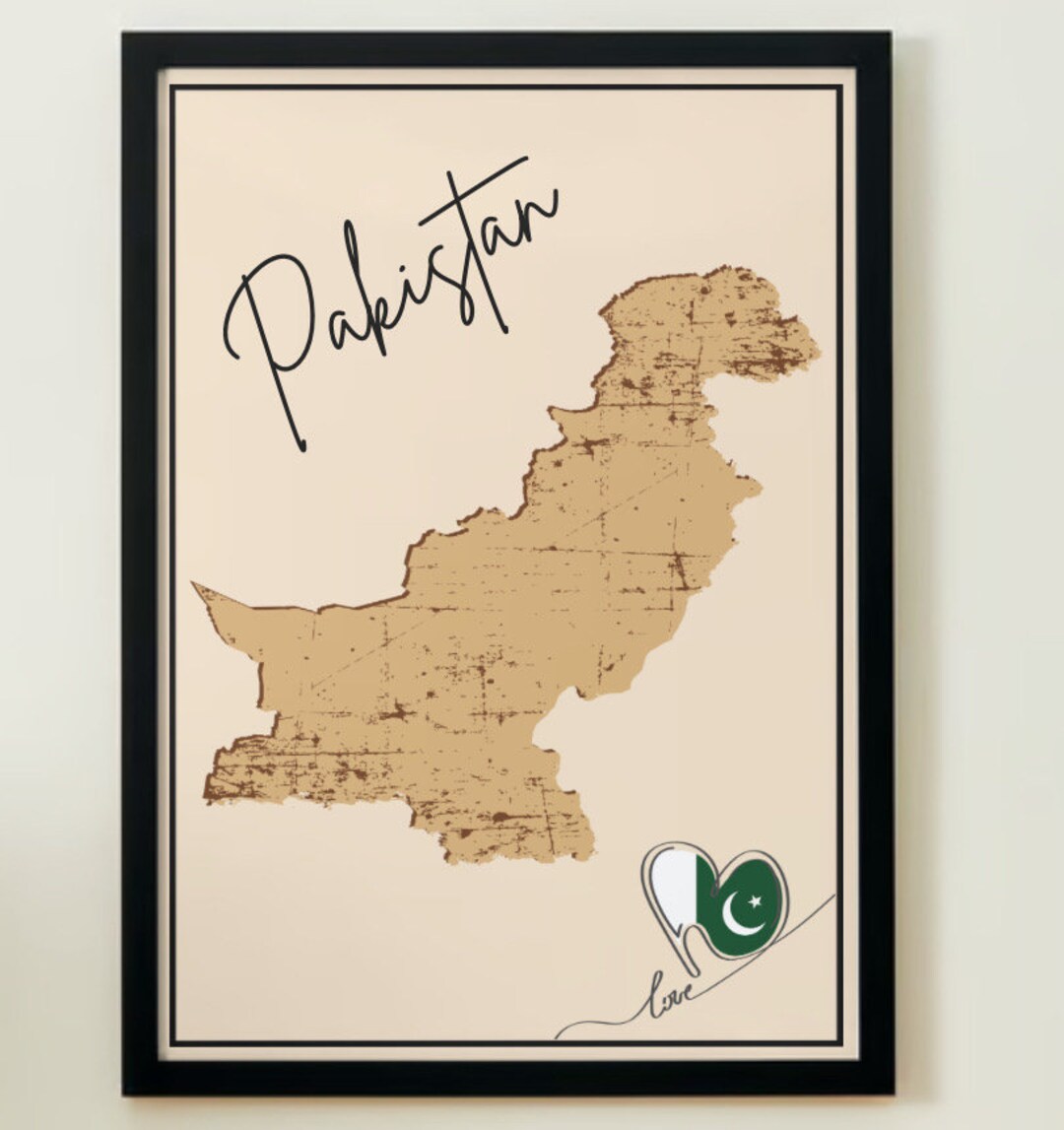 Pakistan Map, Pakistan, Pakistan Digital Download, Pakistan Print ...