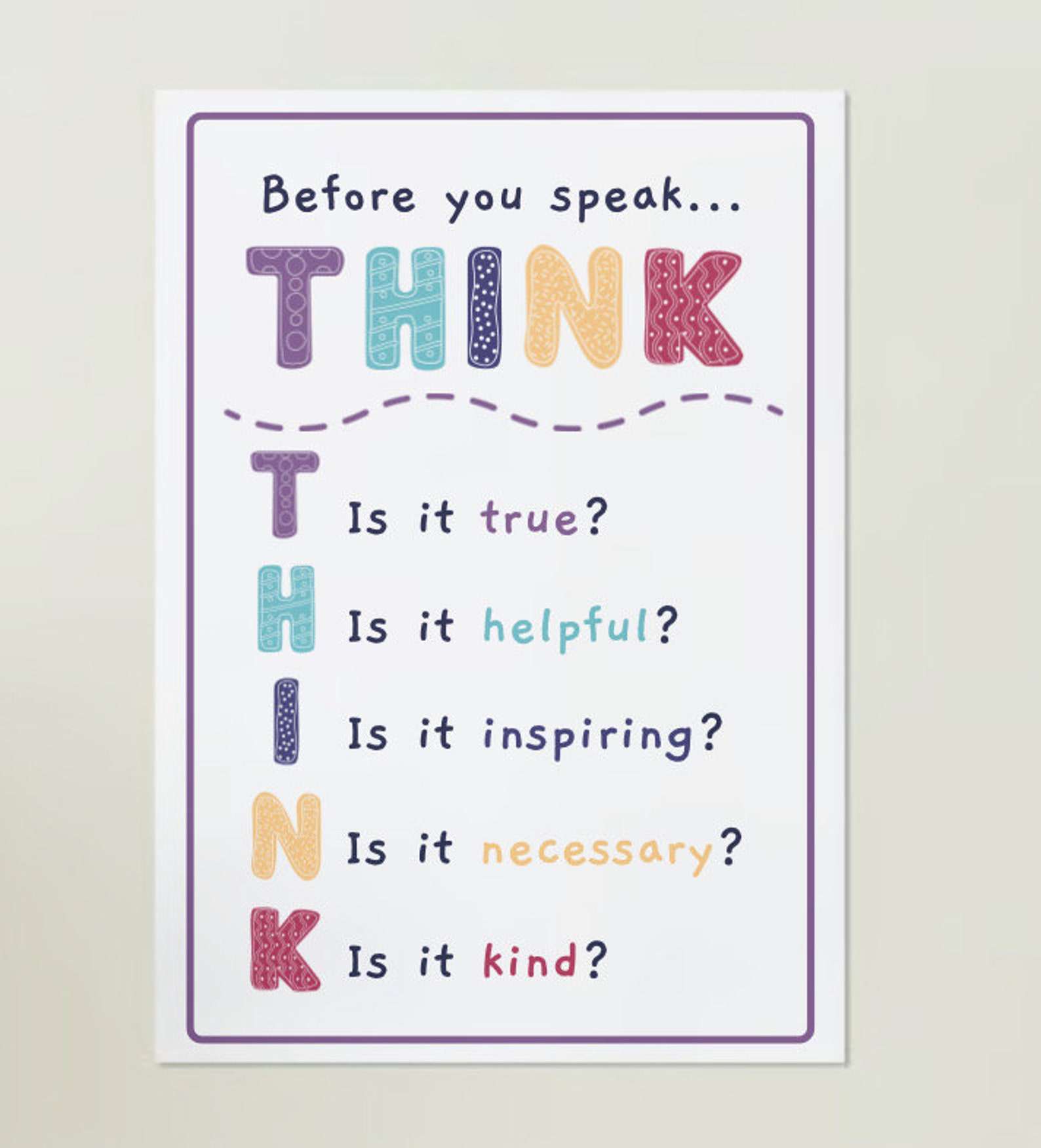 Classroom Poster, Classroom Kindness, Think Before You Speak, Kindness ...