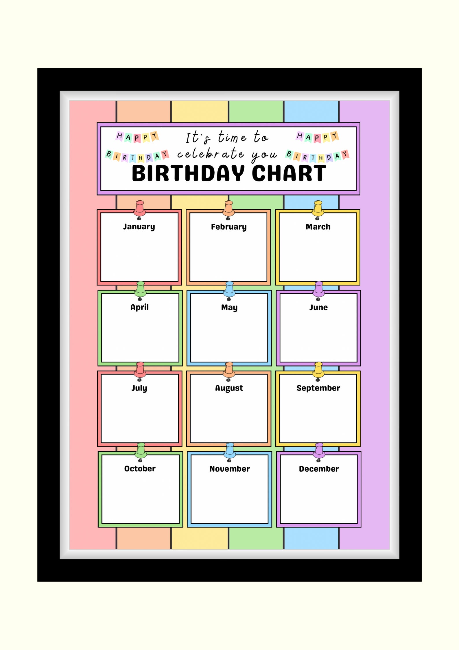 Classroom Celebration Chart, Classroom Chart, Birthday Chart, School ...