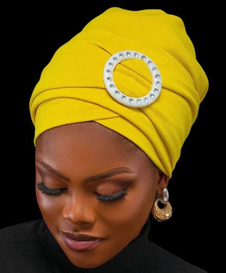 Wendy Ready to Wear Turban With Side Buckle Yellow Turban Headgear for ...