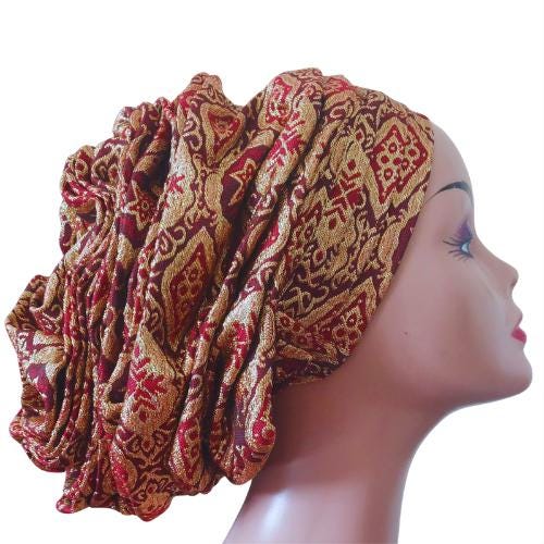 African Ready to Wear Auto Gele, Head Wrap, Damask Head Tie, Nigerian ...
