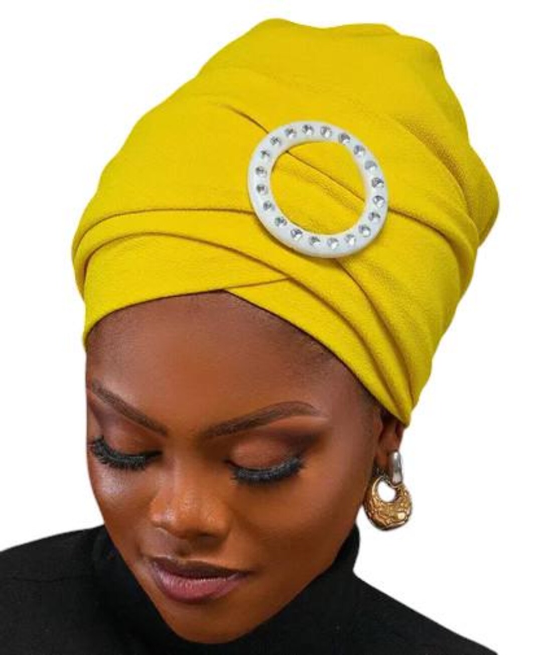 Wendy Ready to Wear Turban With Side Buckle Yellow Turban Headgear for ...