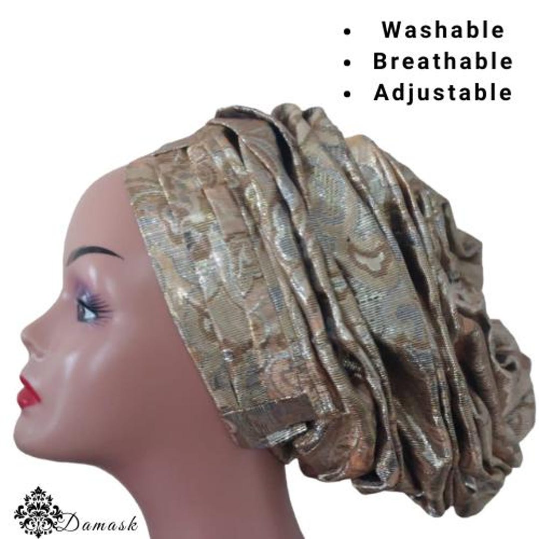 African Ready to Wear Auto Gele, Head Wrap, Damask Head Tie, Nigerian ...