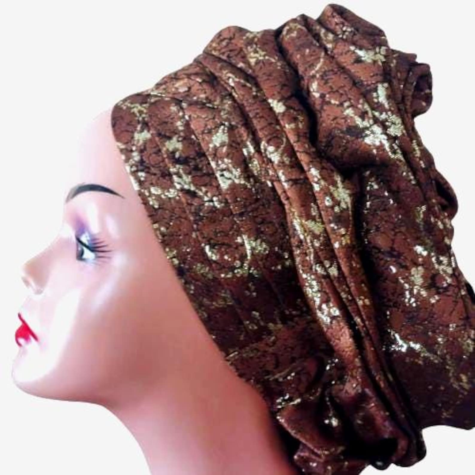 African Ready to Wear Auto Gele, Head Wrap, Damask Head Tie, Nigerian ...