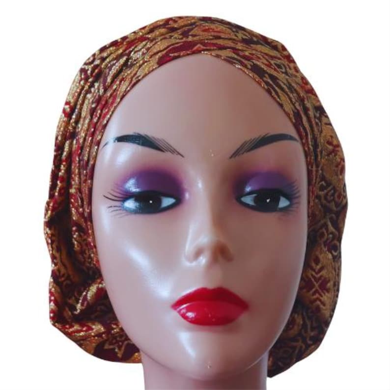 African Ready to Wear Auto Gele, Head Wrap, Damask Head Tie, Nigerian ...