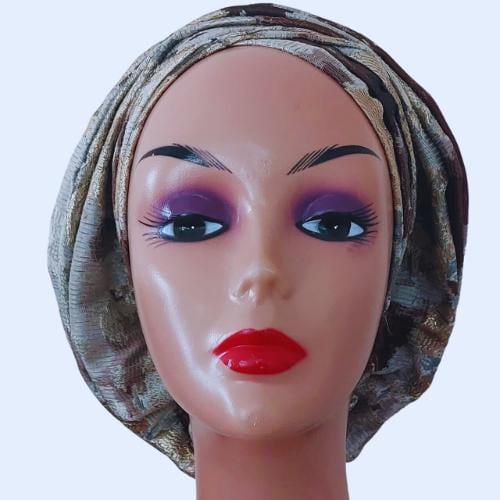 African Ready to Wear Auto Gele, Head Wrap, Damask Head Tie, Nigerian ...