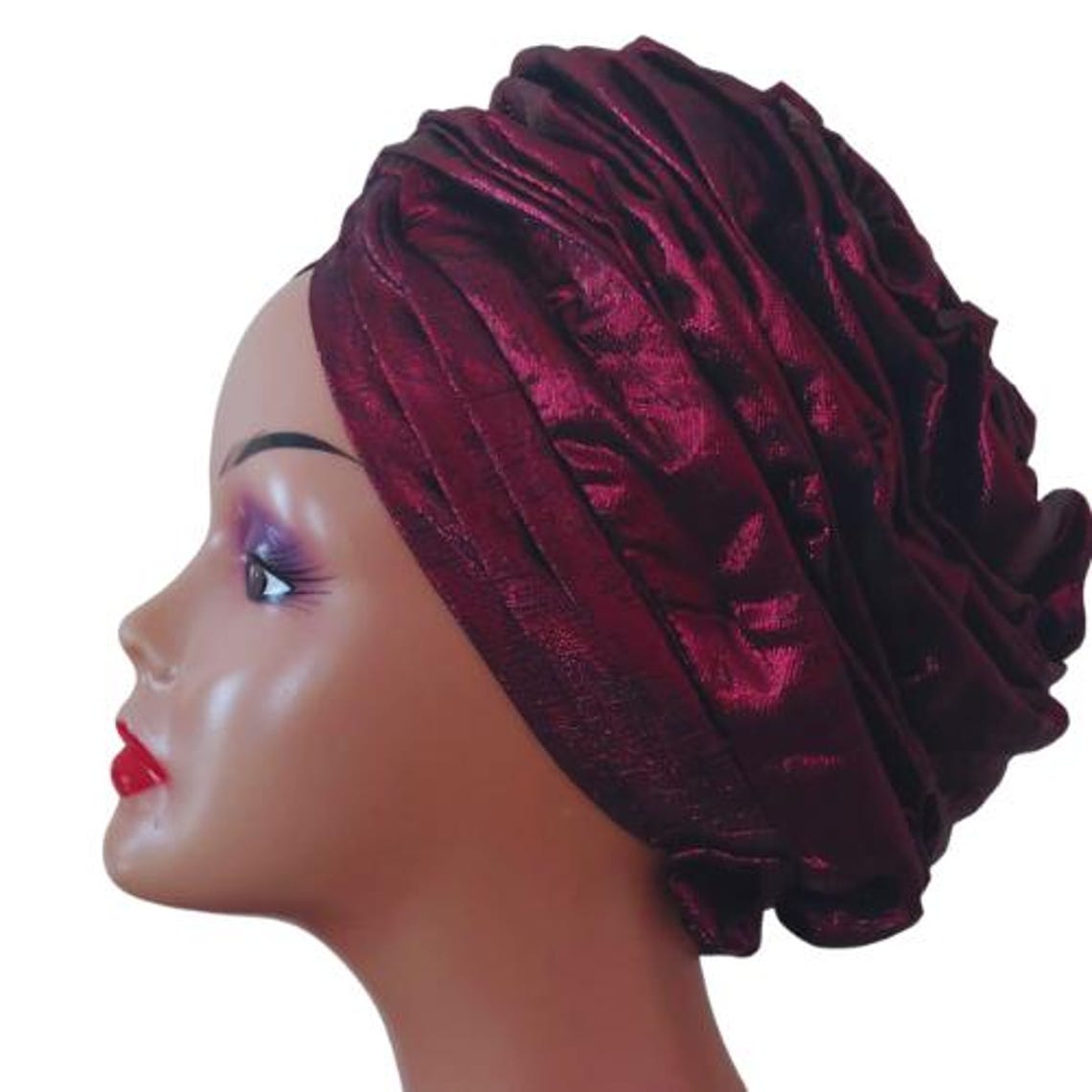 African Ready to Wear Auto Gele, Head Wrap, Damask Head Tie, Nigerian ...