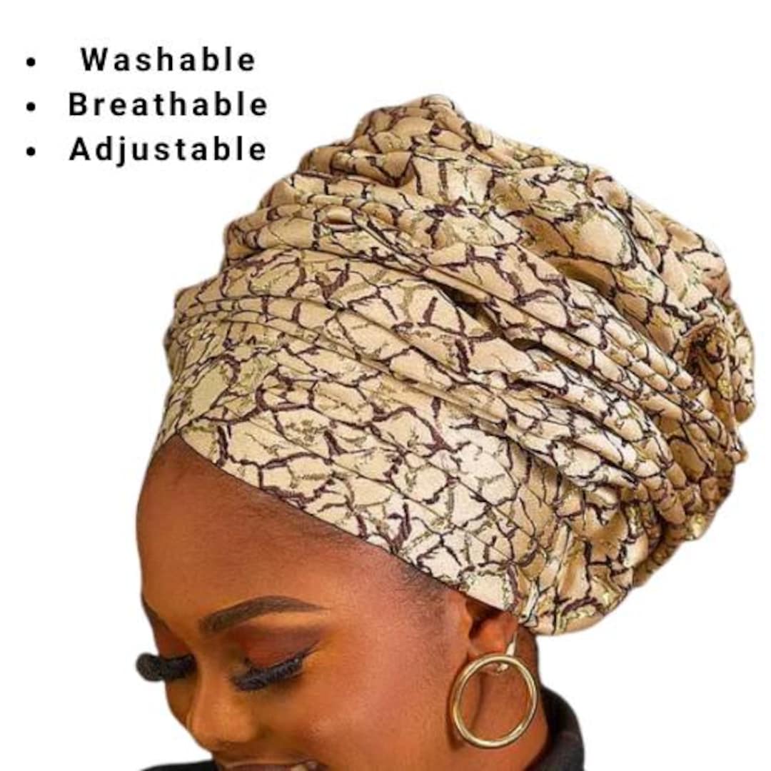 African Ready to Wear Auto Gele, Head Wrap, Damask Head Tie, Nigerian ...