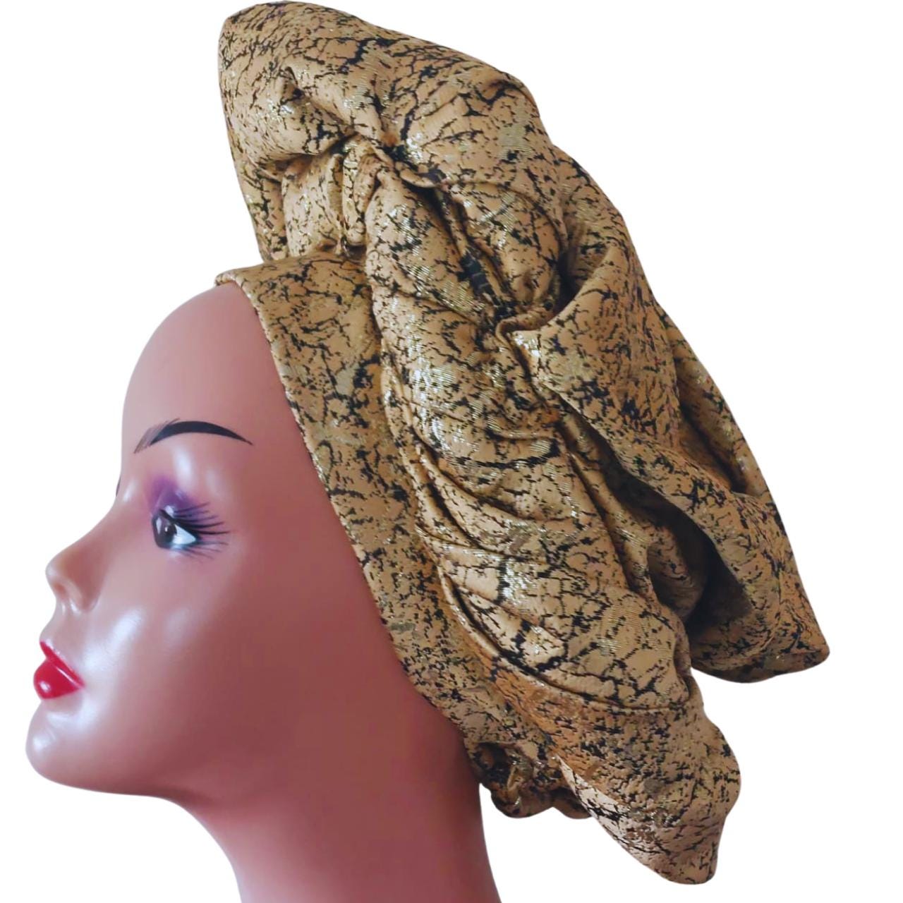 African Ready to Wear Auto Gele, Head Wrap, Damask Head Tie, Nigerian ...