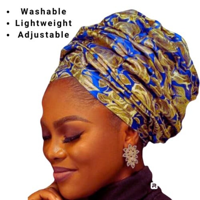African Ready to Wear Auto Gele, Head Wrap, Damask Head Tie, Nigerian ...