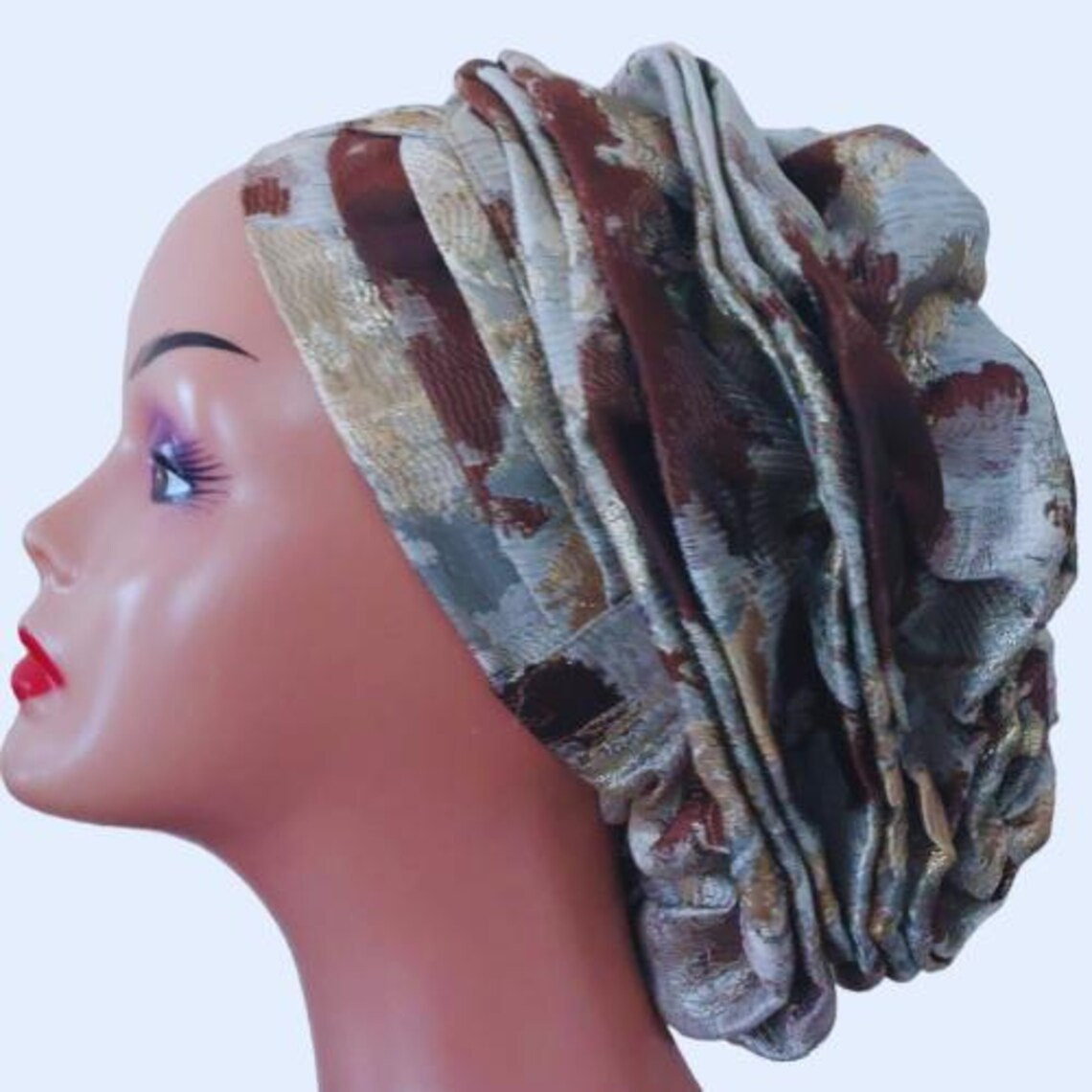 African Ready to Wear Auto Gele, Head Wrap, Damask Head Tie, Nigerian ...