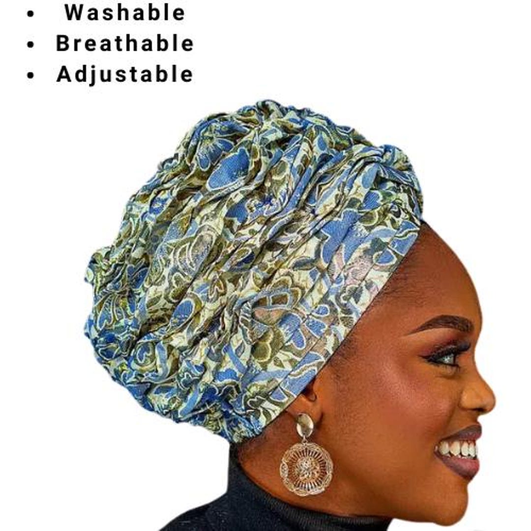 African Ready to Wear Auto Gele, Head Wrap, Damask Head Tie, Nigerian ...