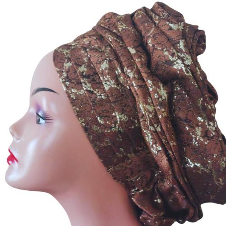 African Ready to Wear Auto Gele, Head Wrap, Damask Head Tie, Nigerian ...