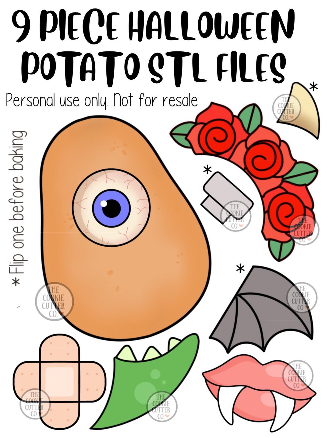 9 Piece Halloween Mr Potato STL File Set - Etsy