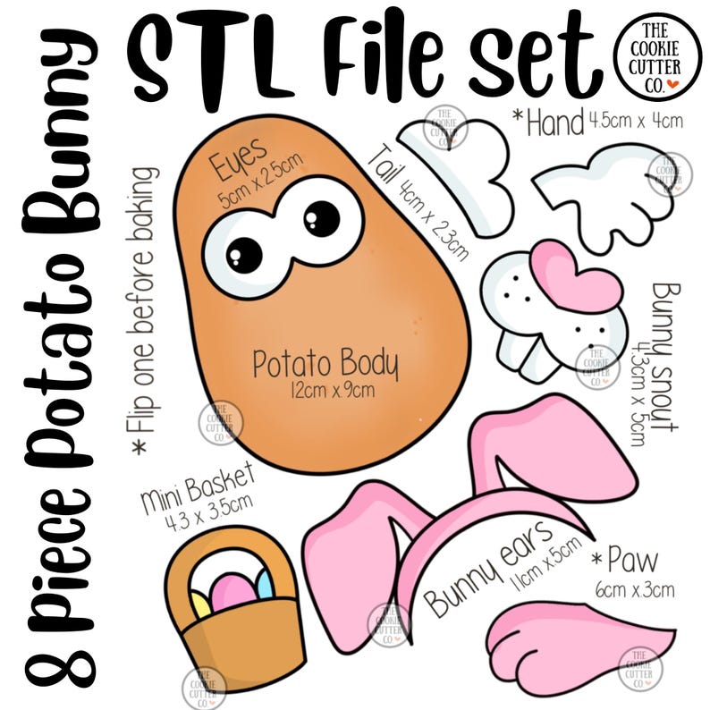 8 Piece Easter Mr Potato Head STL File Set - Etsy