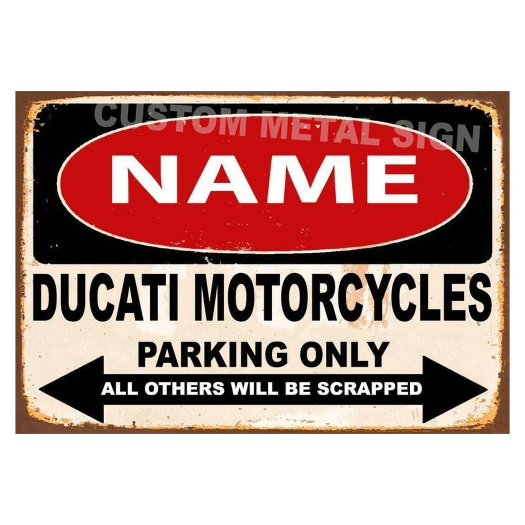 Personalized Ducati Parking Only Tin Sign Retro Custom Name Motorcycle ...