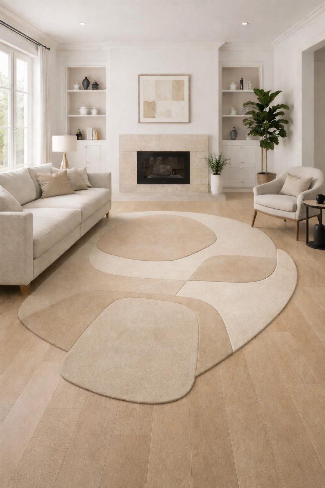 Handmade Hand-tufted Abstract Wool Rug 6x9 Beige Neutral Area Rug. - Etsy