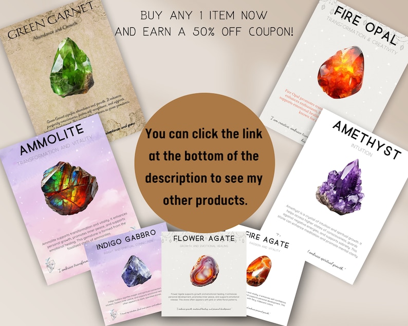 300 Printable Crystal Meaning Cards / Crystal Information Cards ...