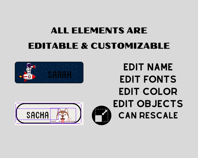 Space Theme Editable Printable School Supply Labels / Daycare Labels ...