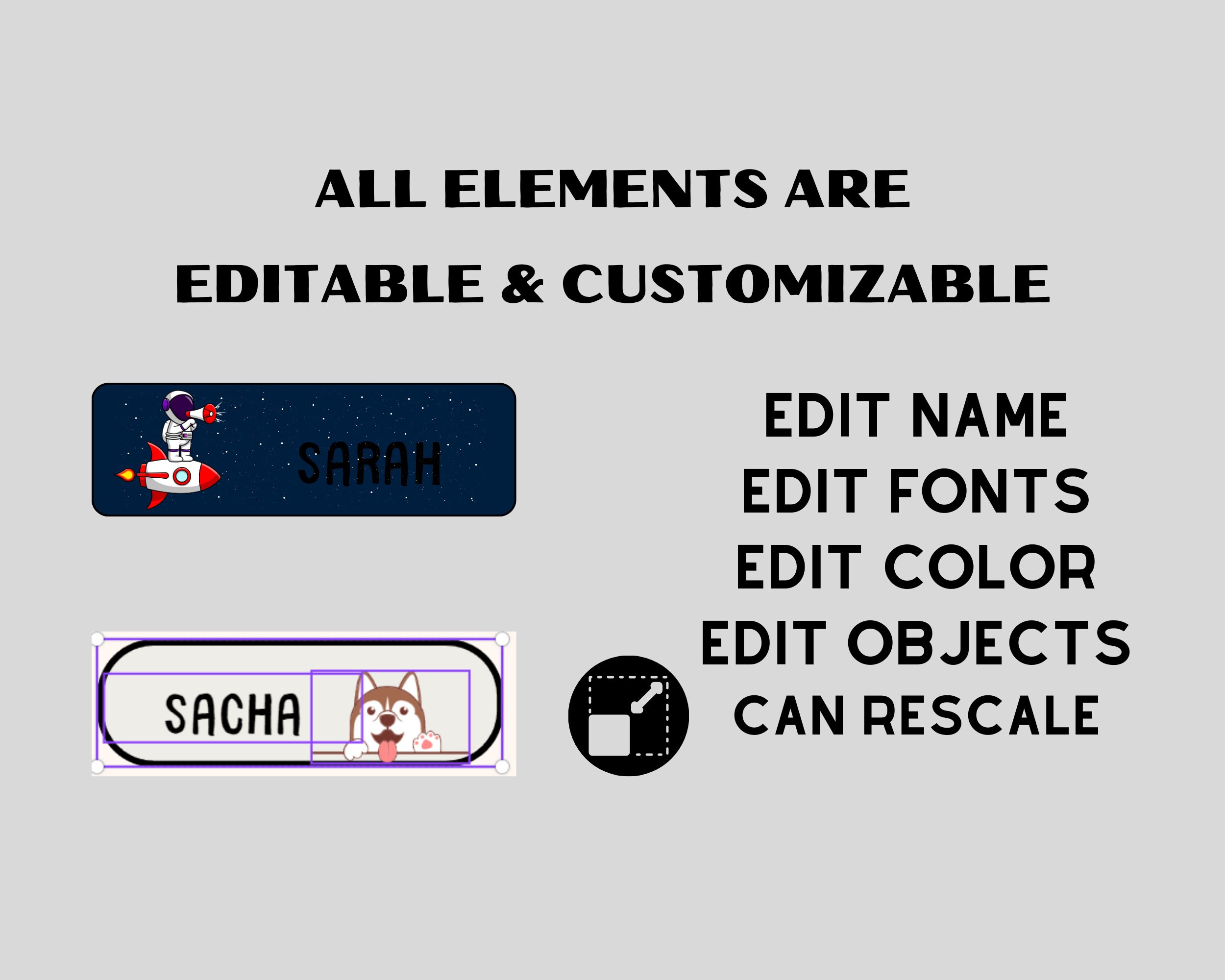 Space Theme Editable Printable School Supply Labels / Daycare Labels ...