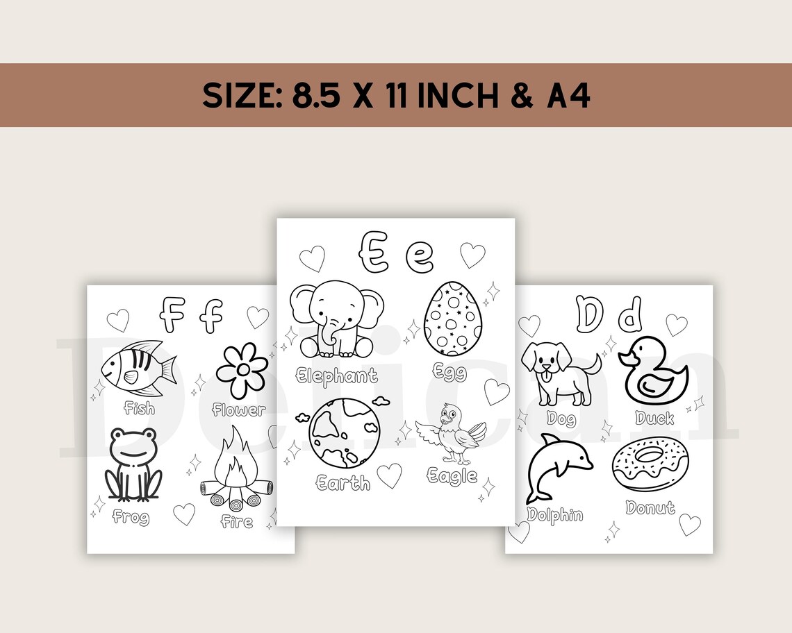 Printable Educational ABC Alphabet Coloring Pages for Kids / 26 ...