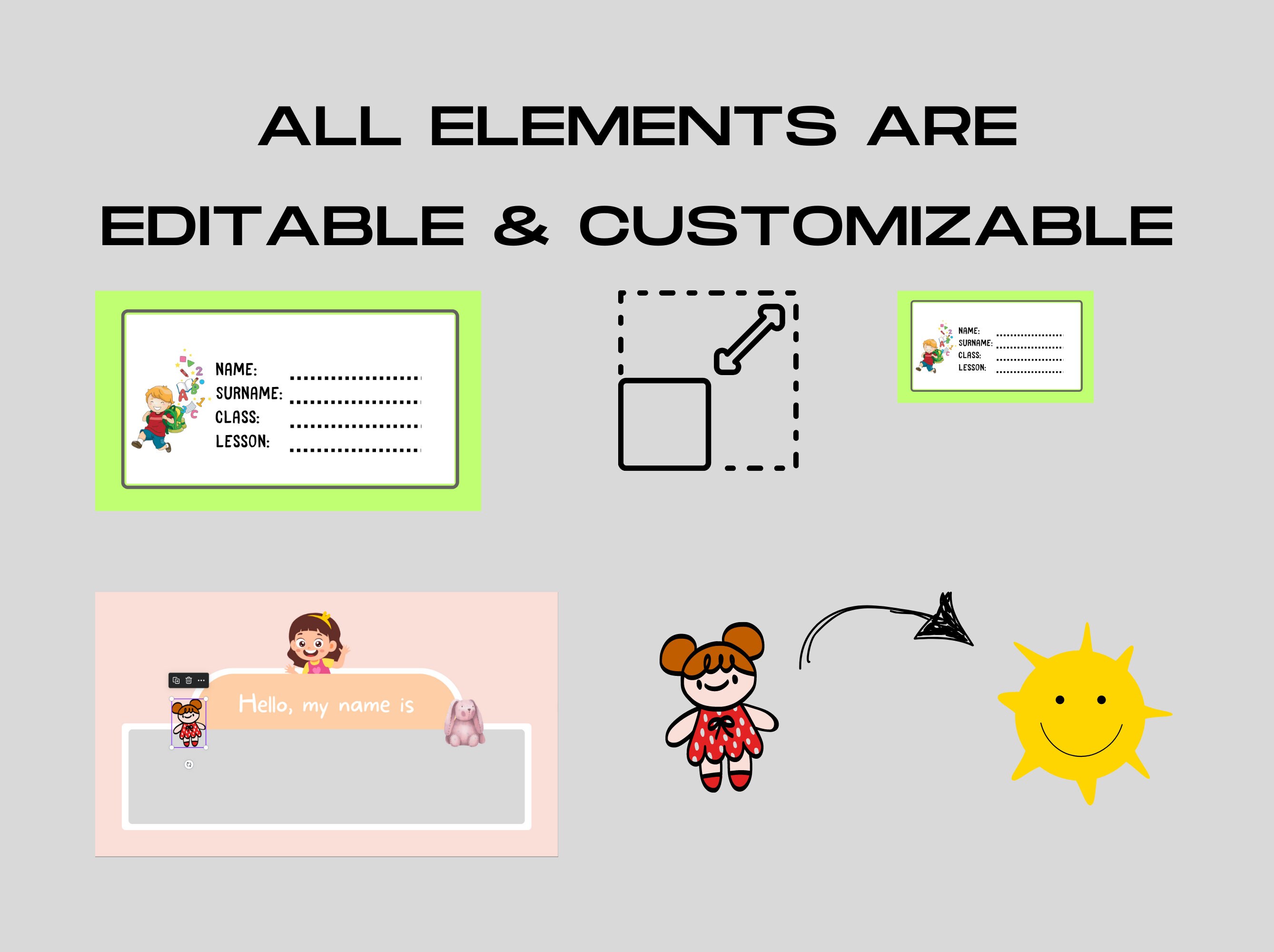 Editable Customizable Printable School Supply Labels for Kids, SVG ...