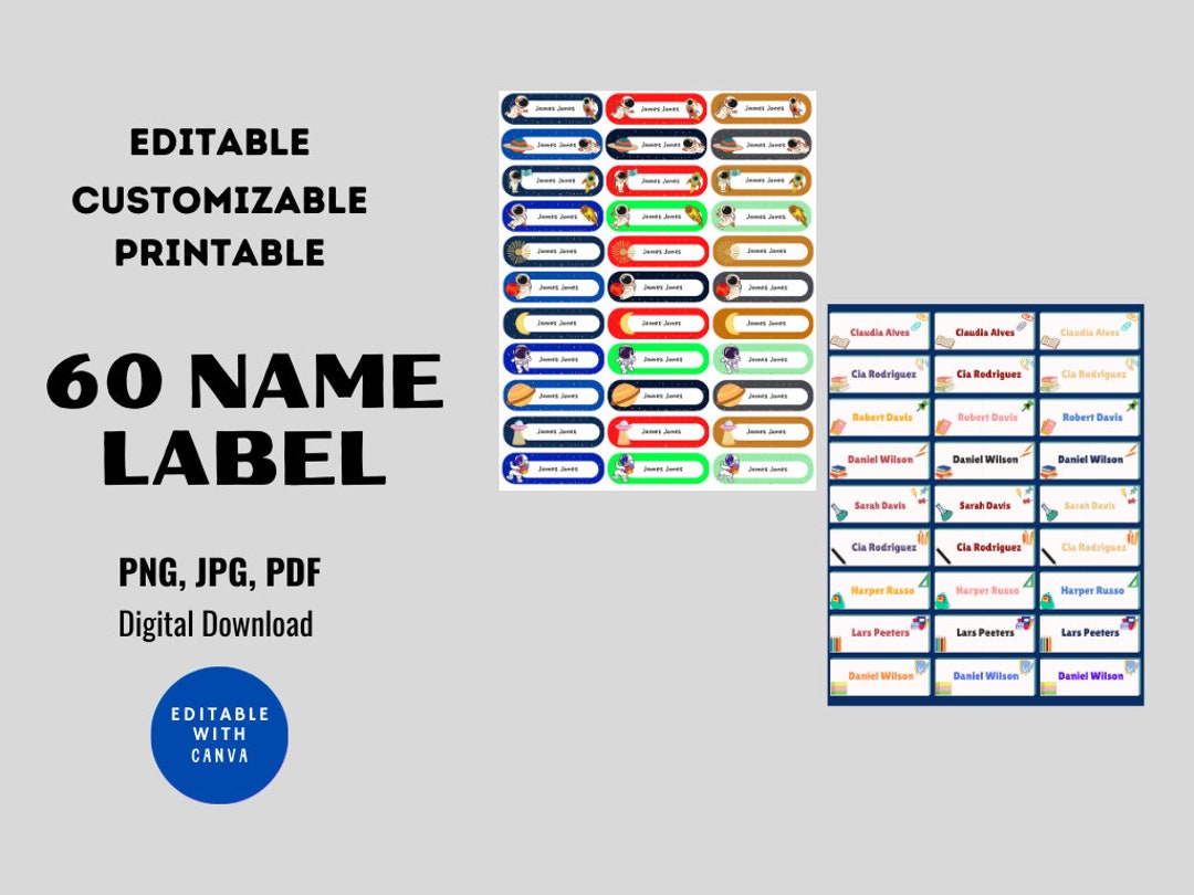 School Supply Labels / Name Labels for School Supplies / Back to School ...