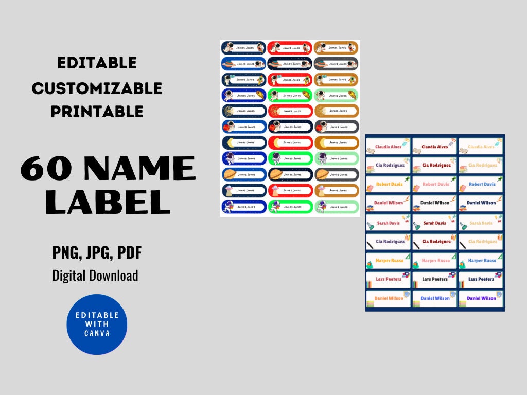 School Supply Labels / Name Labels for School Supplies / Back to School ...