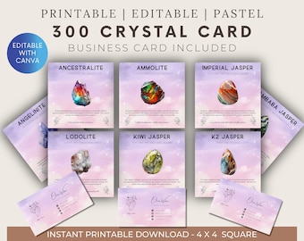 300 Printable Crystal Meaning Cards / Crystal Information Cards ...