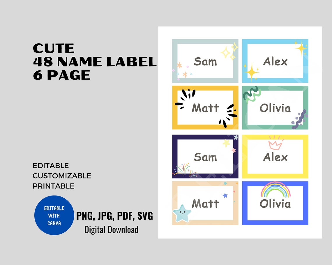 Cute School Supply Labels Editable Printable / Daycare Labels / Back to ...