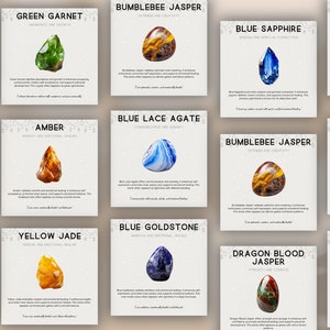 300 Printable Crystal Meaning Cards / Crystal Information Cards ...