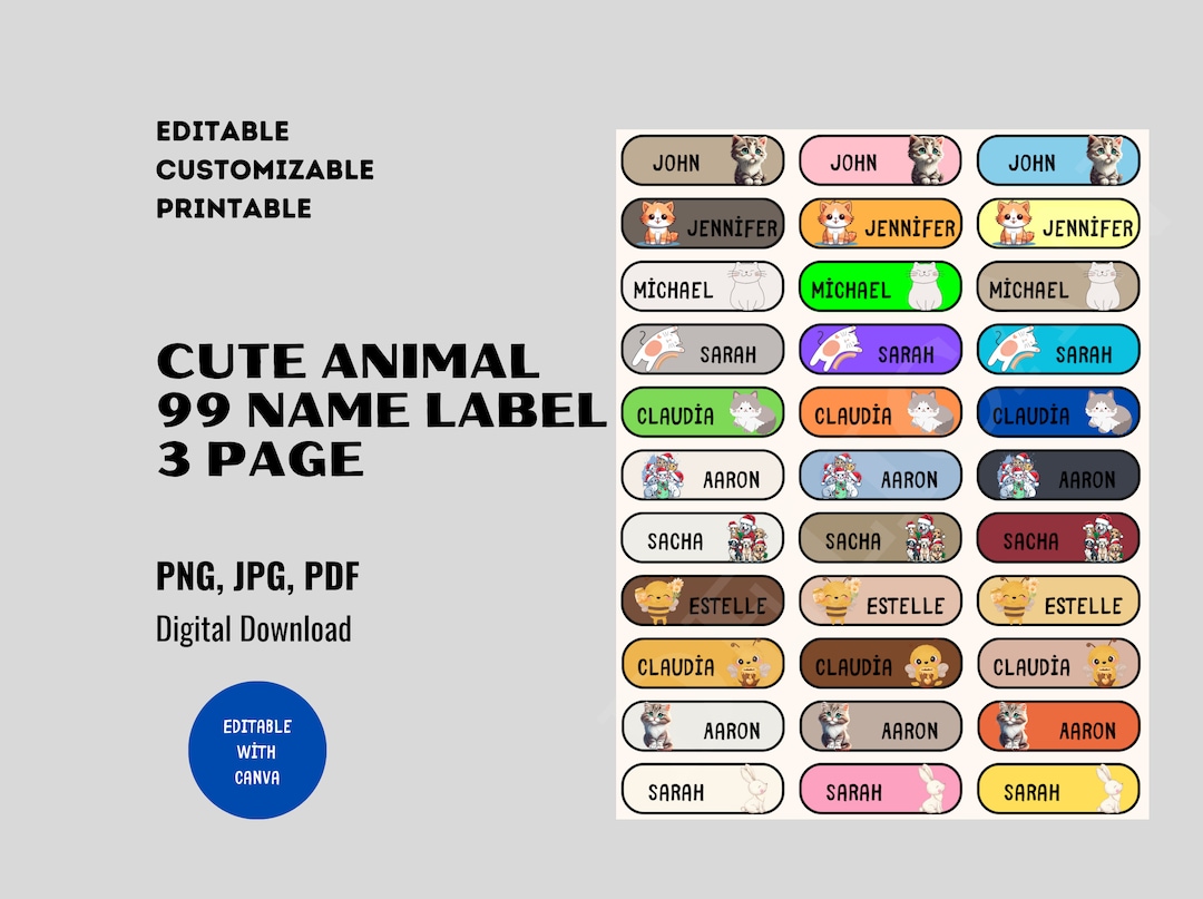 Editable Customizable Printable School Supply Labels / Daycare Labels ...