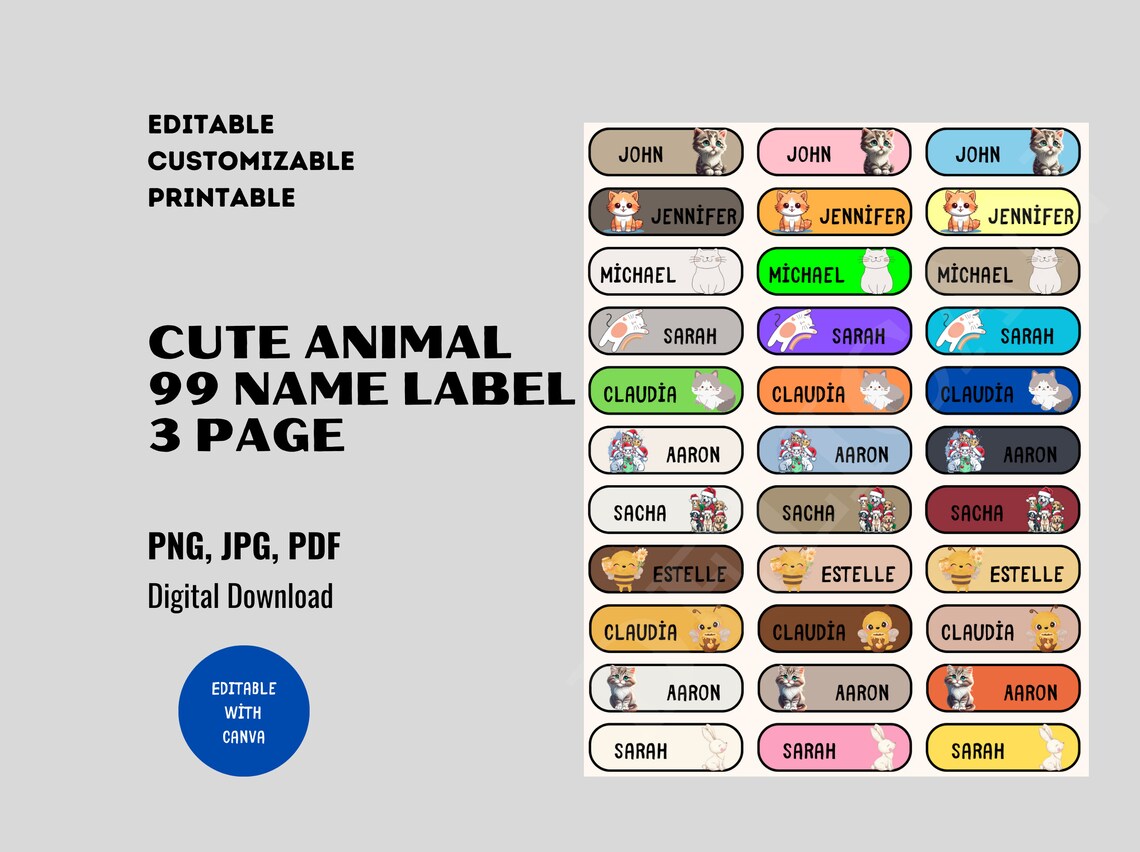 Editable Customizable Printable School Supply Labels / Daycare Labels ...